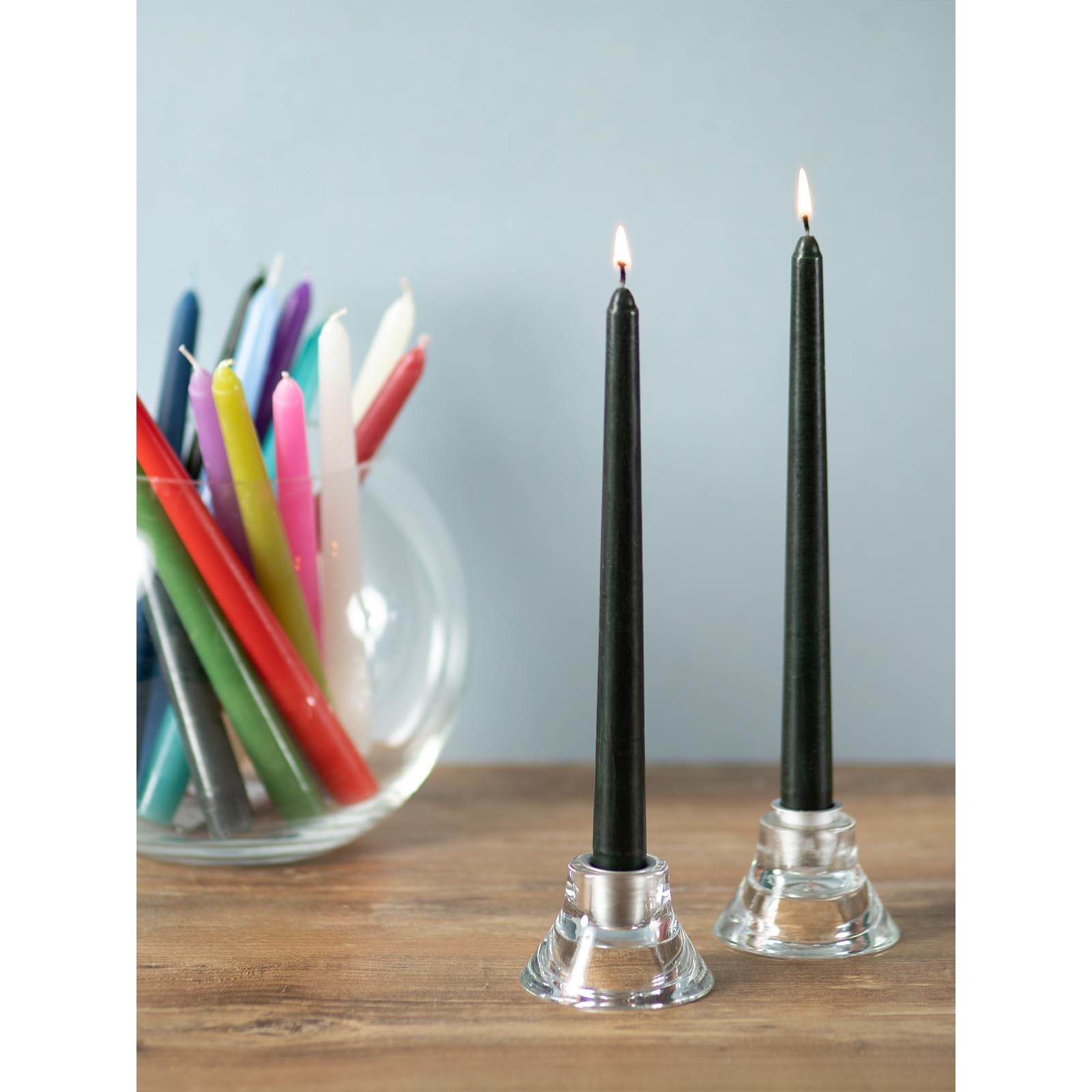 CANDWAX 12 inch Taper Candles Set of 12 - Dripless and Smokeless Candle Unscented - Slow Burning Black Tapered Candle Sticks Ideal for Halloween - Black Candles