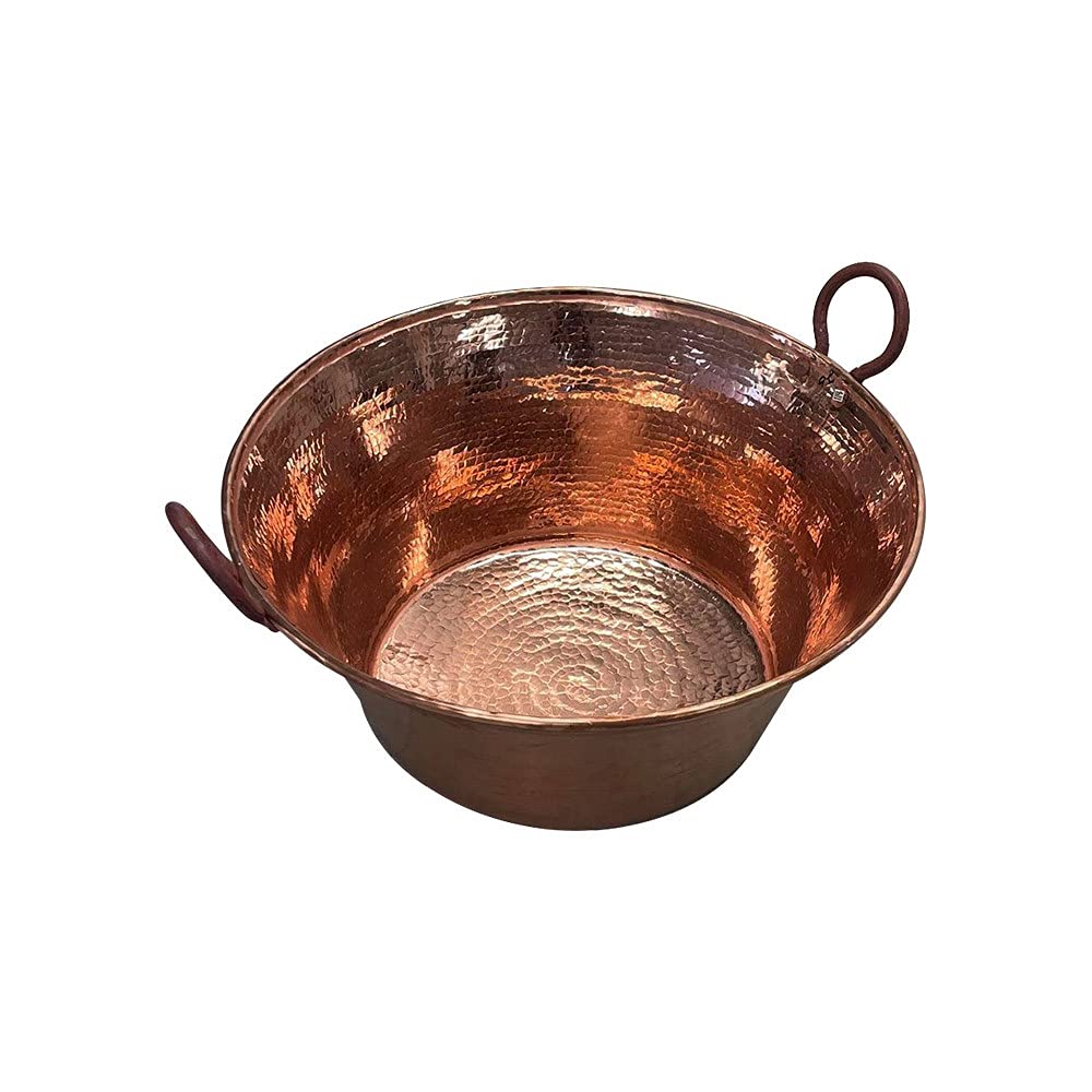 MH GLOBAL Large 26 Inch Heavy Duty Gauge Copper Jam Pan Cazo De Cobre Para Carnitas Tacos