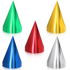 sumind colorful birthday party hats party cone hats metallic foil cone hats birthday paper hats (15)