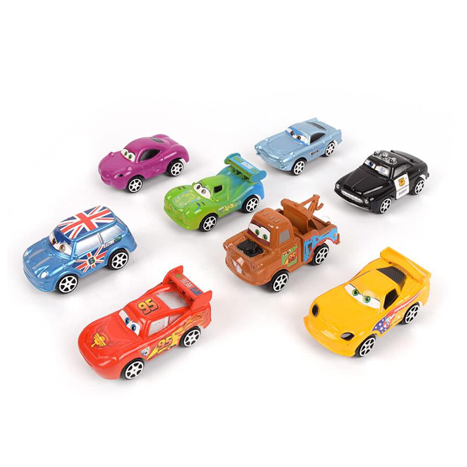 ERANCE 8 Pcs Mini Pull Back Racers Cars, Miniature Car Figurine Toys, Cake Toppers, Cupcake Decorations