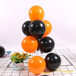 100pcs 12" Orange and Black Halloween Balloons w/Ribbon for Graduation Birthday Party Decorations