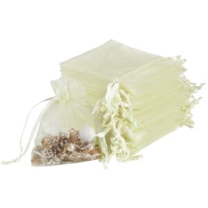 yql organza bags 3x4,100pcs ivory organza drawstring bags small mesh bags organza jewelry pouches wedding party valentine gift candy bag