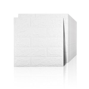 sodeno 20 pcs white 3d wall panels, 29 sq.feet coverage, printable wallpaper sticker with self-adhesive waterproof brick pe foam wall panels peel and stick for interior wall decor, home decoration