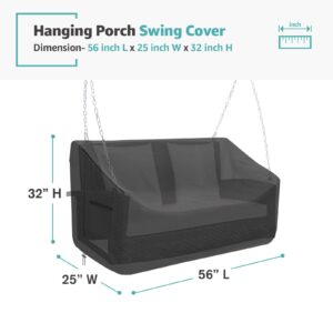 boyspringg Porch Swing Cover, Waterproof All Weather Protection, 56x32x25 Inch, Durable Polyester, Chair Cover for Outdoor Furniture, Black