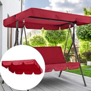 Outdoor Swing Canopy Replacement,Waterproof Patio Chair Top Cover for Swing, 2 & 3 Seater Garden Porch Seat Furniture Sun Shade Patio Swing Hammock Top Sunproof Cover for Patio Garden Yard (E/Red)