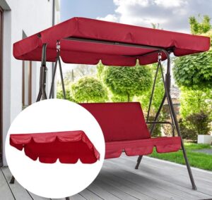 outdoor swing canopy replacement,waterproof patio chair top cover for swing, 2 & 3 seater garden porch seat furniture sun shade patio swing hammock top sunproof cover for patio garden yard (e/red)