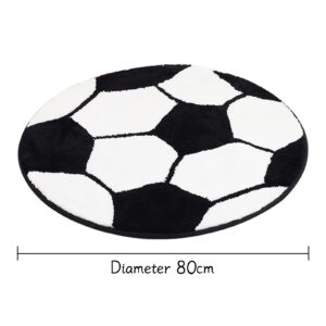 JeogYong Soccer Rug, Soft and Comfy Sports Themed Round Area Rugs Bedroom Living Room Carpet Kitchen Mat Bath Rugs for Bathroom, Soccer Themed Room Decor for Kids Bedroom Men Cave