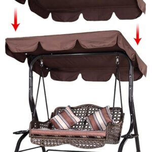 Outdoor Swing Canopy Replacement,Waterproof Patio Chair Top Cover for Swing, 2 & 3 Seater Garden Porch Seat Furniture Sun Shade Patio Swing Hammock Top Sunproof Cover for Patio Garden Yard (E/Red)