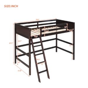 Harper & Bright Designs Twin Loft Beds, Wood Loft Bed for Kids, High Loft Bed Frame for Children Girls Boys Teens, Espresso