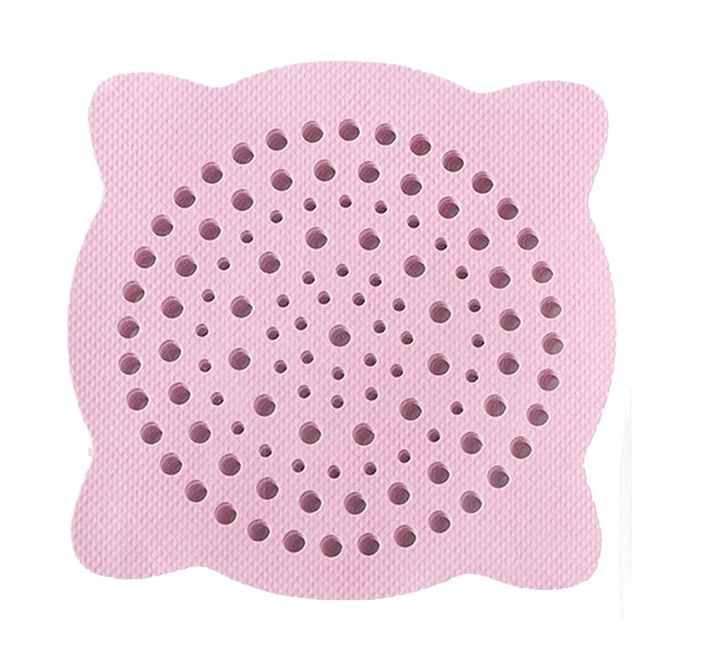 30PCS Disposable Shower Drain Hair Catcher Mesh Stickers Waterproof Adhesive Floor Drain Sticker Mesh Bathroom Vanity Sink Shower Stall Bathtub Balcony Laundry Room Kitchen Washroom Accessor (Pink)