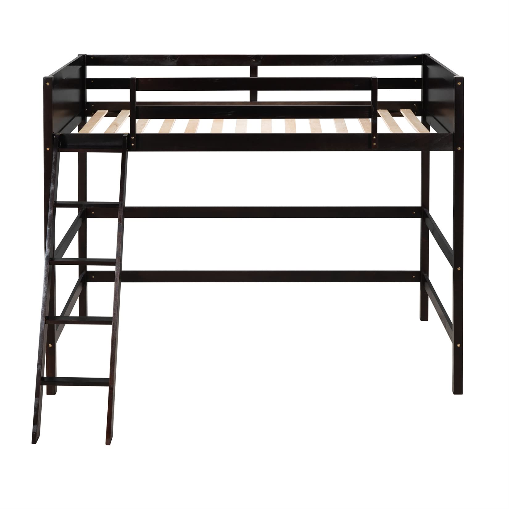 Harper & Bright Designs Twin Loft Beds, Wood Loft Bed for Kids, High Loft Bed Frame for Children Girls Boys Teens, Espresso