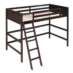 Harper & Bright Designs Twin Loft Beds, Wood Loft Bed for Kids, High Loft Bed Frame for Children Girls Boys Teens, Espresso