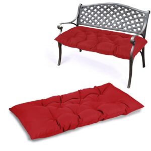 yddsky 47.3 in waterproof indoor/outdoor garden bench seat cushions，thicken patio bench soft rocking chairs pad lounger seat for wicker loveseat settee（47.3 x 19.6 x 3.9 inch，red ）