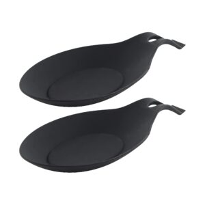 round silicone spoon rests - set of 2 black