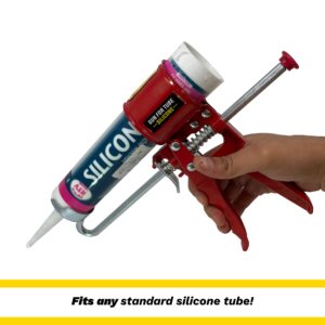 Compact 11” Caulking Gun - Anti Drip Extreme-Duty Caulking Gun - New and Innovative Design - Lightweight Metal Frame