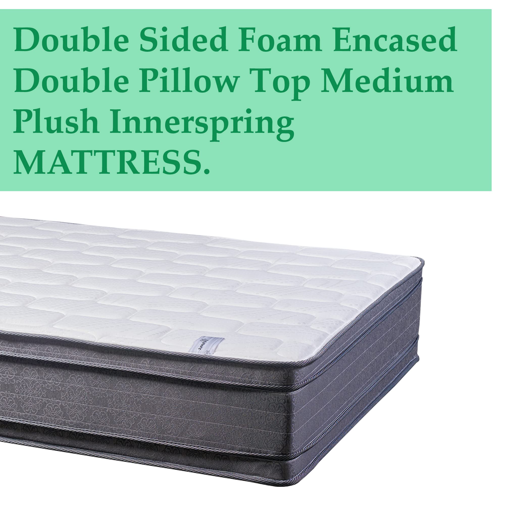 Treaton, 12-Inch Double Sided Foam Encased Double Pillow Top Medium Plush with Exceptional Back Support Mattress, Queen