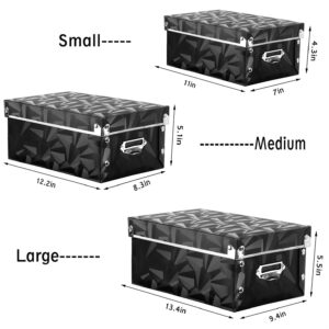 XUCHUN Foldable Storage Boxes with Lids 3 Pack Plastic Collapsible Storage Bins with Handles for Clothes, Cosmetic,Books