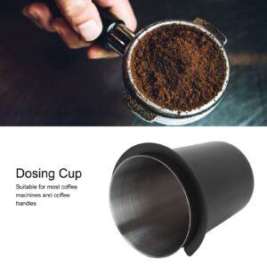 Coffee Dosing Cup, 58mm Stainless Steel Coffee Dosing Cup Coffee Sniffing Mug Powder Feeder Part for Espresso Machine Home(58mm black)