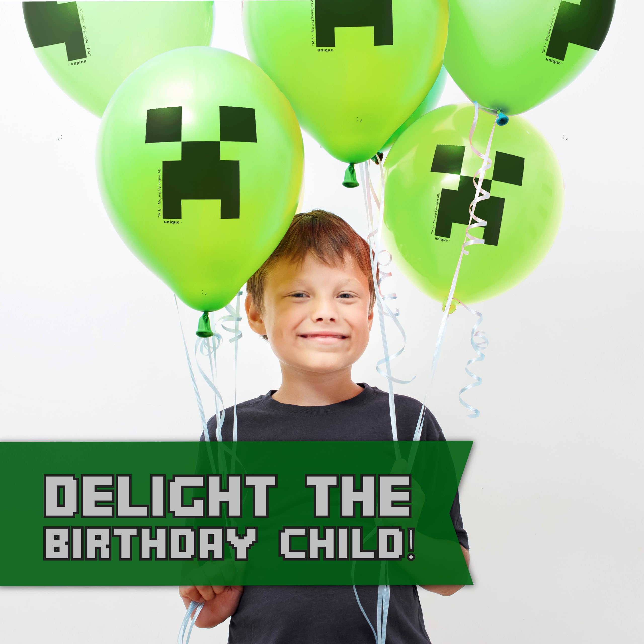 Mega Minecraft Party Supplies and Decorations Set, Minecraft Birthday Party Supplies, Serves 16 Guests, Includes Plates, Banner, Table Cover, Balloons and More