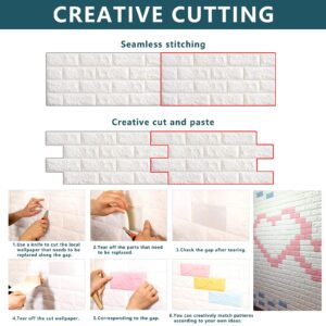 Sodeno 20 PCS White 3D Wall Panels, 29 sq.feet Coverage, Printable Wallpaper Sticker with Self-Adhesive Waterproof Brick PE Foam Wall Panels Peel and Stick for Interior Wall Decor, Home Decoration