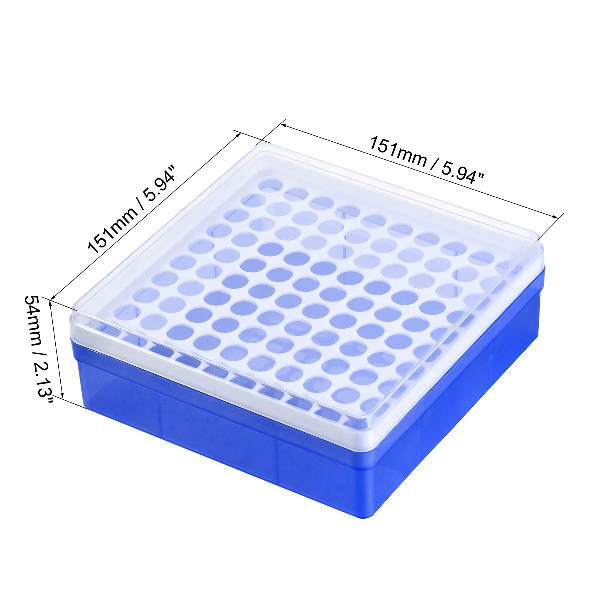 uxcell Centrifuge Tube Freezer Storage Box 100-Well Polypropylene Holder Light Blue for 1.5/2ml Micro Centrifuge Tubes