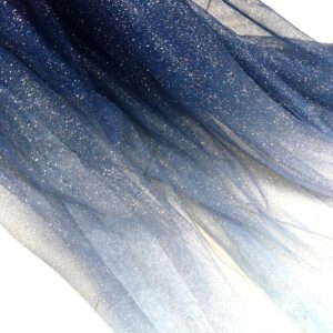 tong gu 59 x 39 inch gradient glitter mesh fabric sparkling tulle sheer fancy wedding dress tutu skirt craft (dark blue)