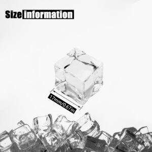 LYFJXX Fake Ice, Clear Fake Ice Cubes Acrylic, 17 mm 100 PCS Acrylic Decorative Ice Cubes for Photography Accessories Props Decoration Vase Fillers