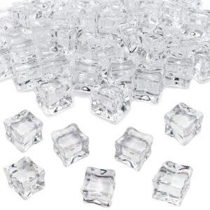 LYFJXX Fake Ice, Clear Fake Ice Cubes Acrylic, 17 mm 100 PCS Acrylic Decorative Ice Cubes for Photography Accessories Props Decoration Vase Fillers