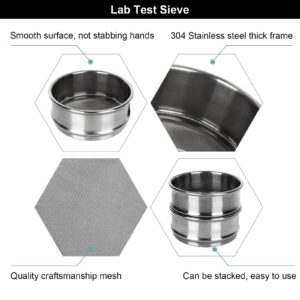 2 PCS 304 Stainless Steel Test Sieves, #200 Mesh 0.075mm + #80 Mesh 0.2mm Aperture Lab Standard Test Sieve, φ10cm/4”Dia Economy Test Sieve for Industrial Laboratory