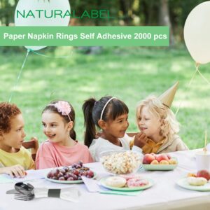 NATURALABEL Standard Napkin Band, Paper Napkin Rings Self Adhesive 2000-Count (Black)