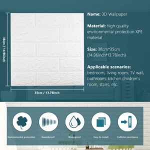 Sodeno 20 PCS White 3D Wall Panels, 29 sq.feet Coverage, Printable Wallpaper Sticker with Self-Adhesive Waterproof Brick PE Foam Wall Panels Peel and Stick for Interior Wall Decor, Home Decoration