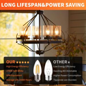 ALAMPEVER E26 LED Bulb 60 Watt, B11 Chandelier Light Bulbs, 2700K Soft White Candelabra LED Bulbs, 6 Pack Candle Light Bulbs