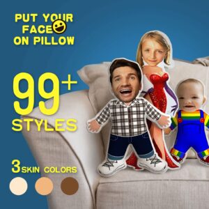 Custom Plush Photo Ugly Pillow Personalized Face Pillow Stuffed Duplex Printing Throw Pillow Body Otional Mom Dad Idol Pet Face Photo Pillow Gifts Sofa Bed Car Decor Birthday Anniversary, Graduation