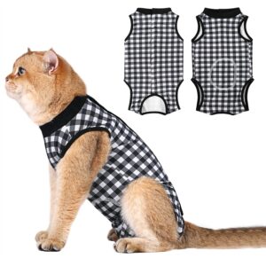 due felice cat surgery recovery suit cats surgical onesie after surgery female male cat post spay neuter bodysuit anti-licking wounds cat cone alternative yellow bee/l