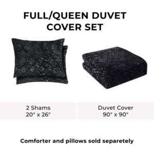 Mellanni Duvet Cover Set - Soft Double Brushed Microfiber Bedding - Button Closure & Corner Ties - Warm & Soft Faux Fur (Queen, Black)