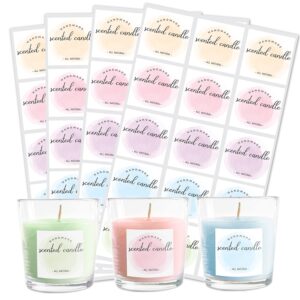 scented custom candle labels for candle making (300pcs) 2” square handmade candle stickers, waterproof for tins, jars, containers, wax melts, diy candle packaging, personalized candle making supplies