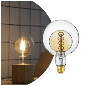 alampever large globe led light bulbs, decorative dimmable led with 6w equivalent to 40w light bulbs, 2700k soft white, e26 base, 300lm, cri90, g125, amber