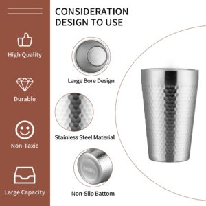 BEFOY Stainless Steel Cup - 16oz Pint Cups Drinking Glasses Water Beer Cup Unbreakable Hot & Cold Drinking Cups for Home Office Party & Outdoor Camping(Silver)