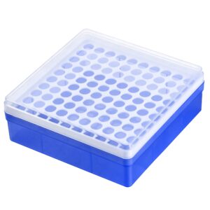 uxcell centrifuge tube freezer storage box 100-well polypropylene holder light blue for 1.5/2ml micro centrifuge tubes