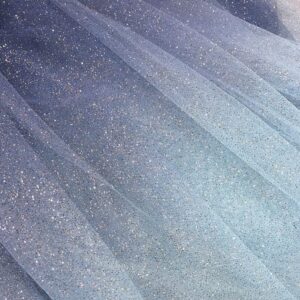 Tong Gu 59 x 39 inch Gradient Glitter Mesh Fabric Sparkling Tulle Sheer Fancy Wedding Dress Tutu Skirt Craft (Dark Blue)