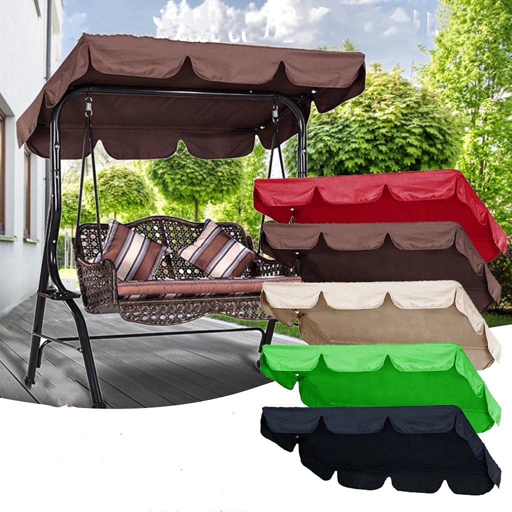 Outdoor Swing Canopy Replacement,Waterproof Patio Chair Top Cover for Swing, 2 & 3 Seater Garden Porch Seat Furniture Sun Shade Patio Swing Hammock Top Sunproof Cover for Patio Garden Yard (E/Red)