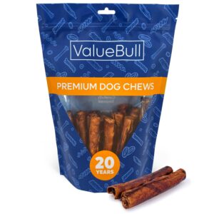 valuebull usa retriever rolls for small dogs, premium rawhide, thin 5-6 inch, natural beef flavor, 25 count - natural & safe, usa beef hide, long lasting, chemical free, no artificial flavors