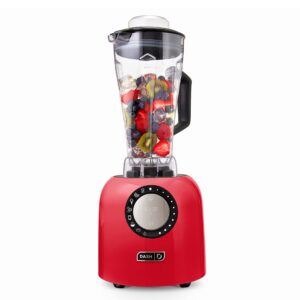 dash chef series deluxe digital 64 oz countertop blender, with stainless steel blades, tritan blending jug, tablet stand & usb charging port, for smoothies, nut butters, purees, soup and more - red