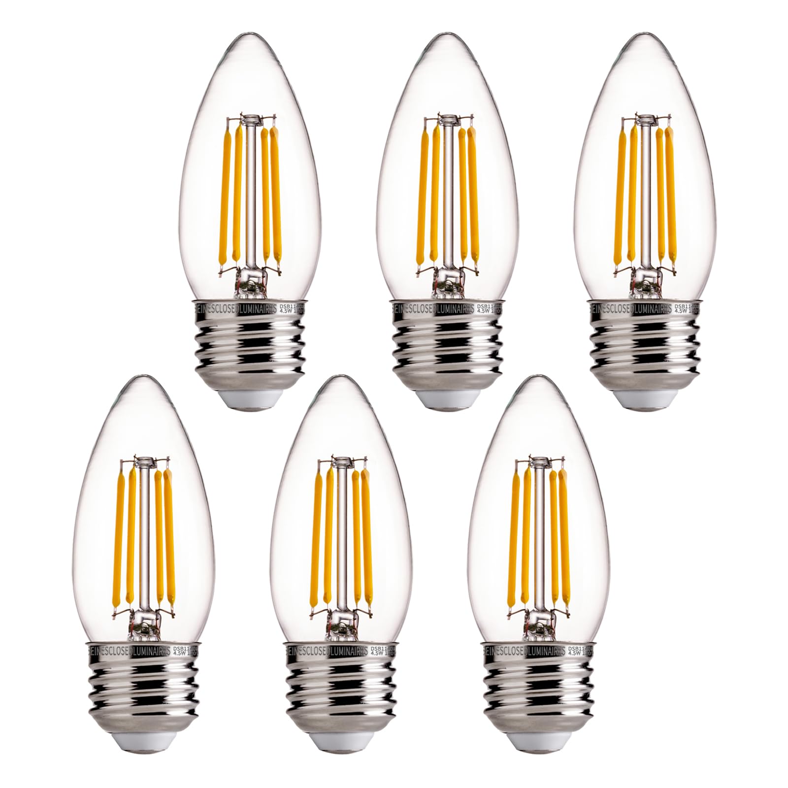 ALAMPEVER E26 LED Bulb 60 Watt, B11 Chandelier Light Bulbs, 2700K Soft White Candelabra LED Bulbs, 6 Pack Candle Light Bulbs