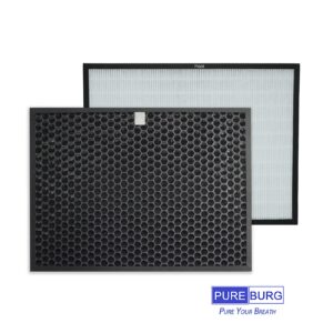 PUREBURG Replacement Filter Pack Compatible with RabbitAir BIOGS CLASSIC SPA-421A SPA-582A Air Purifier,H13 HEPA + Activated Carbon Filter Air Clean dust PM2.5 Odor