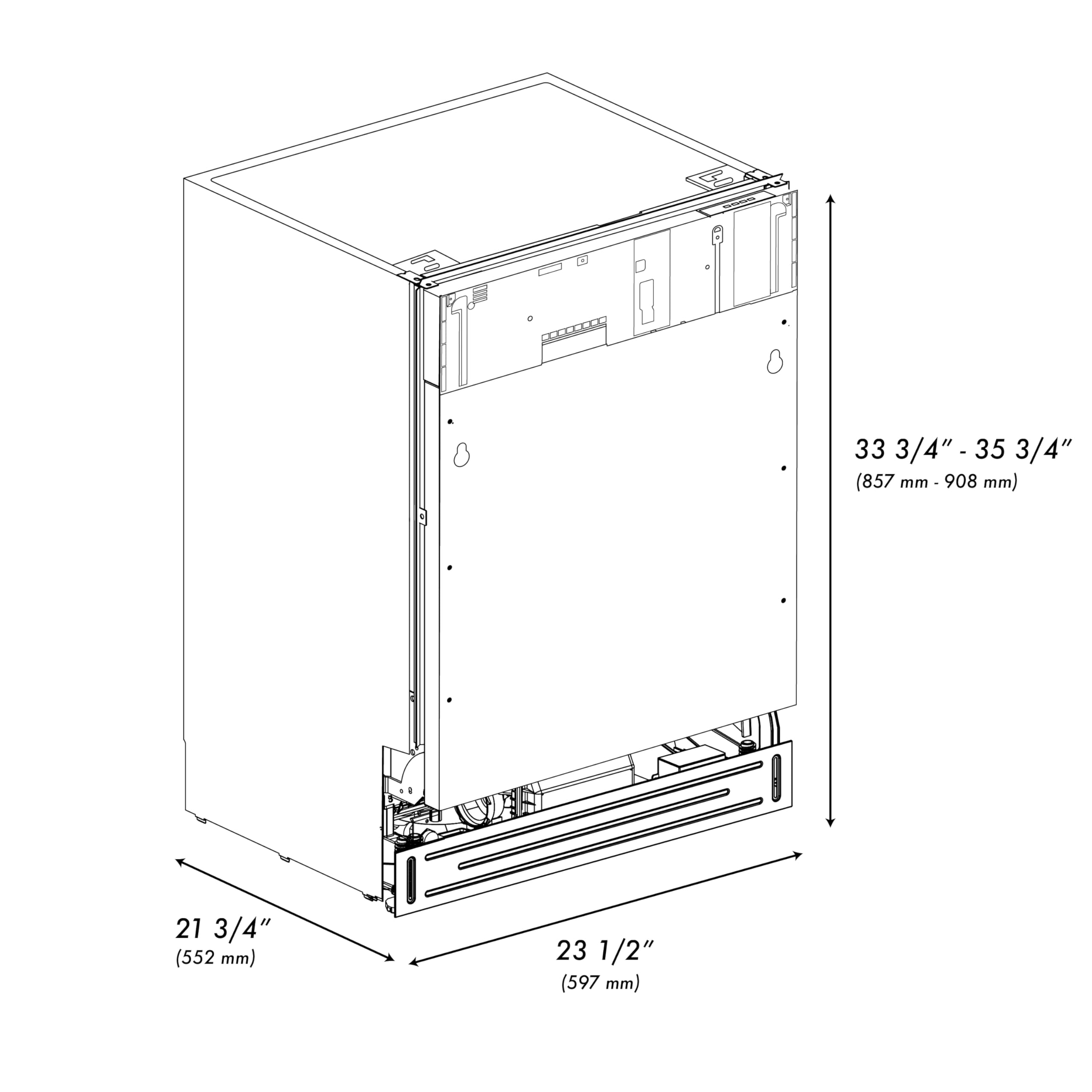 ZLINE 24" Tallac Series 3rd Rack Tall Tub Dishwasher in Custom Panel Ready with Stainless Steel Tub, 51 dBa (DWV-24) (Panel Ready)