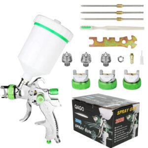 hvlp spray gun 1.4mm tip with replaceable 1.7mm 2.0mm nozzle hvlp gravity feed paint sprayer gun with 600cc color cup and wrench air spray gun for car prime,furniture surface painting,base coating