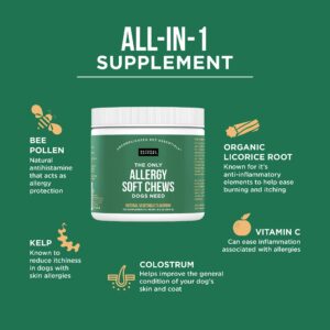 Natural Rapport Dog Allergy Supplement - The Only Allergy Soft Chews Dogs Need - 120ct Treats That Contain Kelp and Bee Pollen for Allergy and Itch Relief