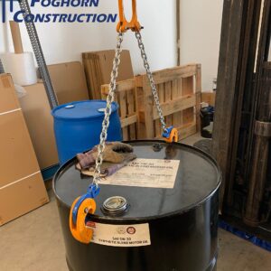 55 Gallon Drum Lifting Chain Hoist with 1 Ton Capacity - Webbing Sling Included for Extra Attachment Options Forklift, Crane, Jib Boom, Chain Lifter