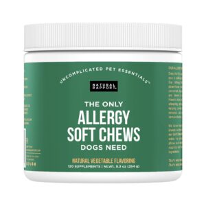 natural rapport dog allergy supplement - the only allergy soft chews dogs need - 120ct treats that contain kelp and bee pollen for allergy and itch relief